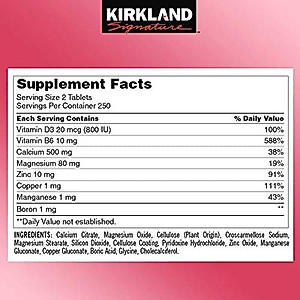 Kirkland Signature Calcium Citrate Magnesium and Zinc, 500 Tablets