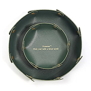 Aoyinism Leather Valet Trays,Premium Catchall Trays,Jewelry Trays, Decorative Desk Organizer, Soft Foldable Desk Organizer, Office/Home Organization Trays(Large and Small,2PCS) (Green)