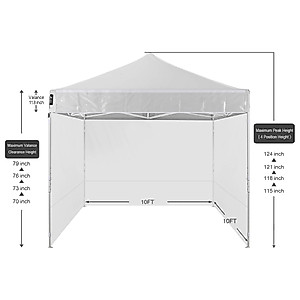 American Phoenix Canopy Tent 10x10 Easy Pop Up Outdoor Canopies Folding Instant Shelter Sunshade with 4 Removable Sidewalls (White)