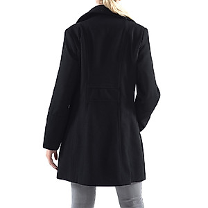 Alpine Swiss Norah Women’s Wool Blend Peacoat Runs Large – Double-Breasted Jacket with Flattering Fit Black XL
