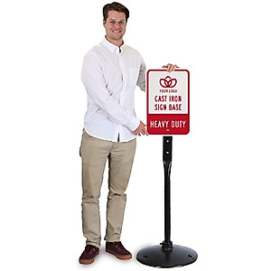 SmartSign - K-BASE-14 Cast Iron Sign Base By | 14” Od Stand With 4’ Post And Sign Bolts & Nuts Black