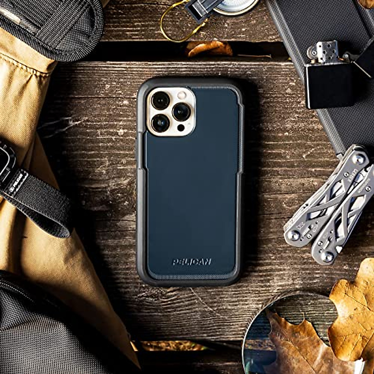 Pelican Voyager Series - iPhone 13 Case [Compatible with MagSafe] [Anti-Scratch] Magnetic Phone Case with Belt Clip Holster Kickstand [18FT MIL-Grade Drop Protection] Heavy Duty Rugged Cover - Black