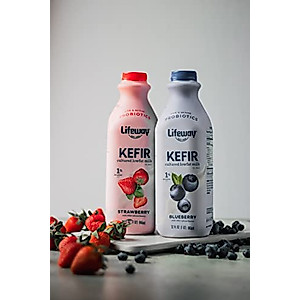 Lifeway Low Fat Kefir - 10g Protein, 12 Live Active Probiotic Cultures, Up to 99% Lactose Free, Gluten Free – Blueberry, 32 oz