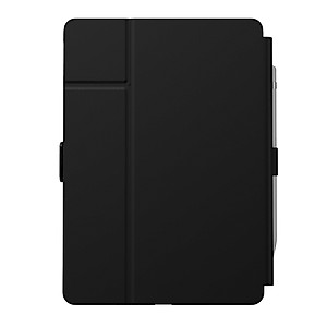 Speck Balance Folio Case for iPad 10.2 Inch (2019-2021) - Drop & Camera Protection, Slim Multi Range Stand, Apple Pencil Holder - Black/Black
