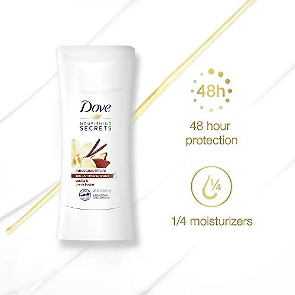 Dove Nourishing Secrets Antiperspirant Deodorant Stick for Women Vanilla Cocoa Butter for 48 Hour Underarm Sweat Protection And Soft And Comfortable Underarms,2.6 Ounce (Pack of 3)