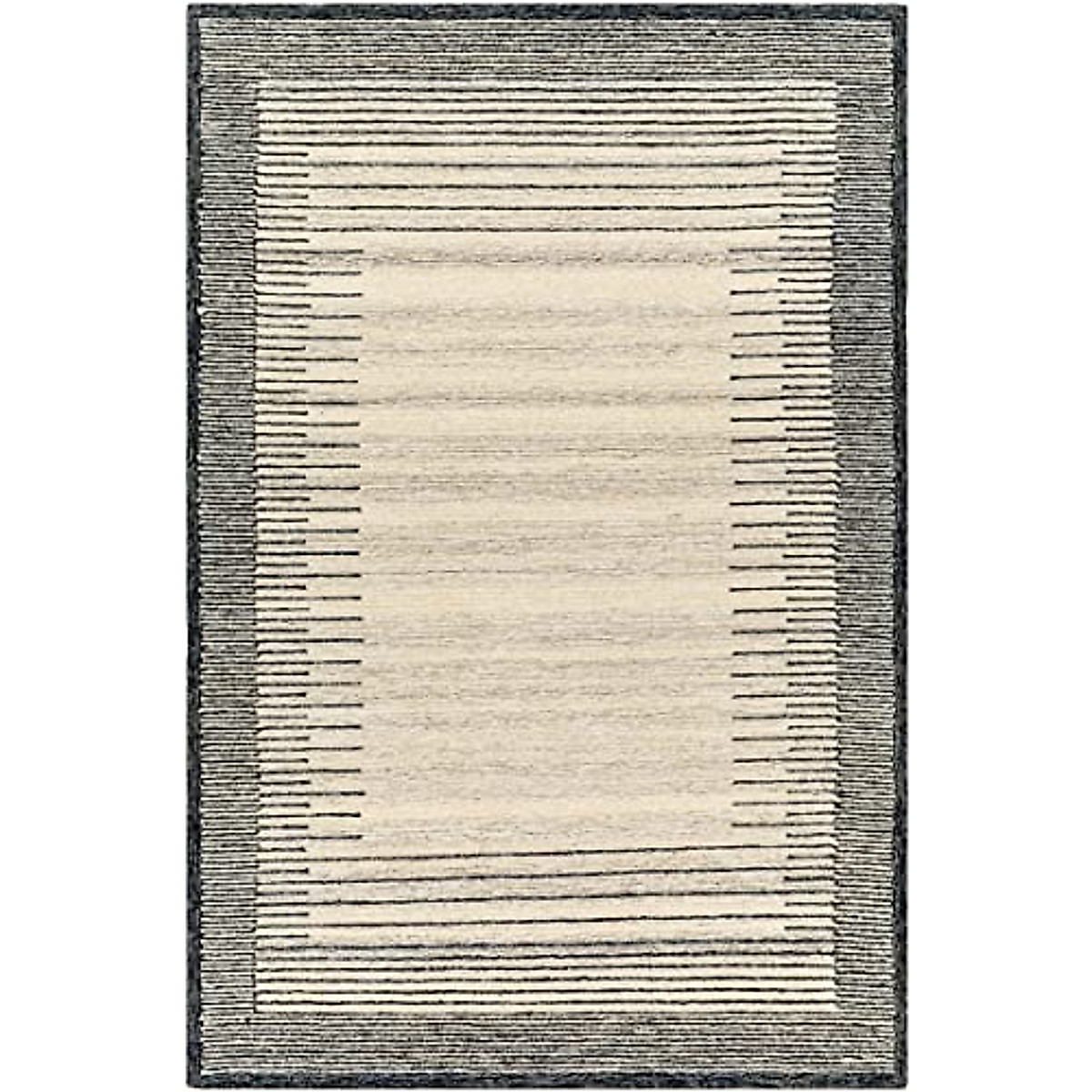 Hauteloom Omeo Wool Living Room, Bedroom Area Rug - Contemporary - Beige, Blue, Black - 8' x 10'