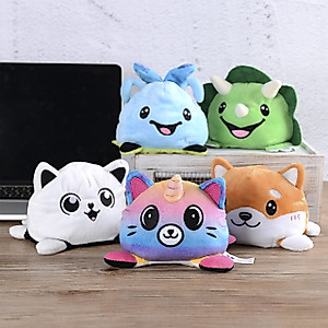 Toy Storage World Reversible Plushie Shiba Inu Dog Toy - Soft Dog Plush Toys, Double-Sided Dog Stuffed Animal with Happy & Angry Mood - Kawaii Plush Doll, Sensory Fidget Toy Gift for Kids & Adults