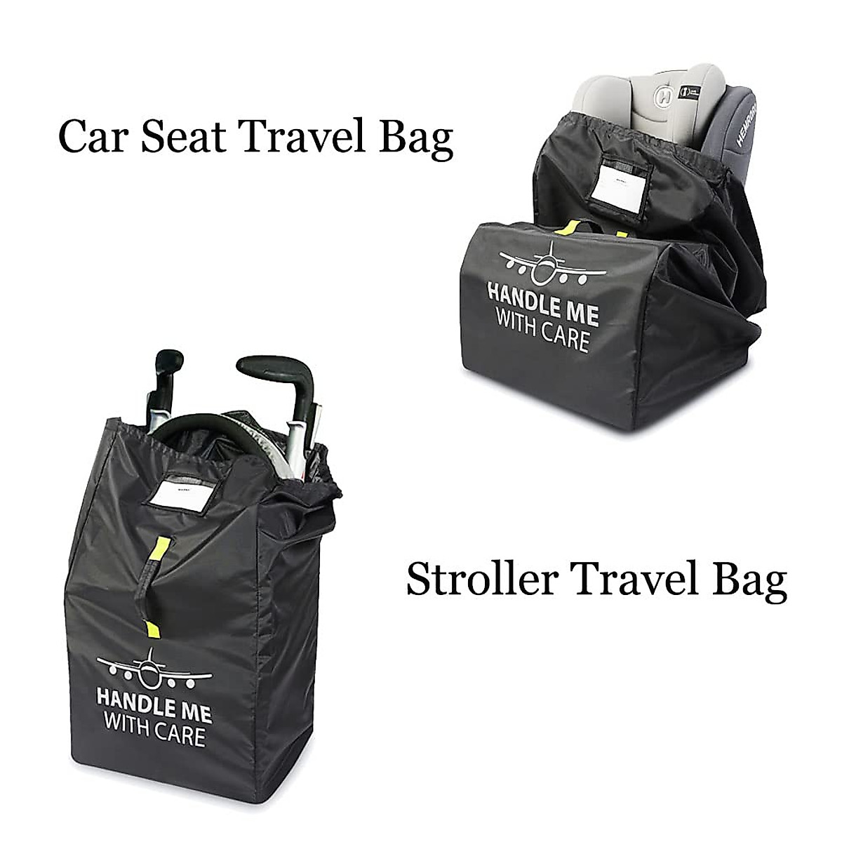 Sucpeii Car Seat Travel Bag ，Durable Backpack for Air Travel Gate Check Bag Foldable Air Travel Cover for Infant Carriers,Car Seats,Baby Stroller,Fluorescent