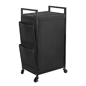 WOWLIVE Rolling Laundry Hamper with Lid,Large Laundry Basket Organizer with Wheels,Iron-Made 100L Laundry Sorter with Removable Bag,Tall Dirty Clothes Hamper Dorm Room Storage for Bedroom (Black)