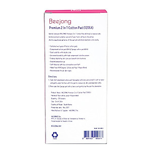 Beejong [120EA] Premium 2 in 1 Facial Cleansing Square Cotton Pads - Two Types of Face Wipes Cotton Pads for Toner, Makeup Remover | Compressed 60EA & Sponge 60EA | Made in Korea (1 Pack)