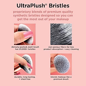 Real Techniques 11 Piece Travel Fantasy Mini Brush Set, Travel Size Makeup Brushes For Foundation Eyeshadow, Powder, Blush, Contour, & Concealer, Makeup Bag Included, Gift Set, Cruelty-Free