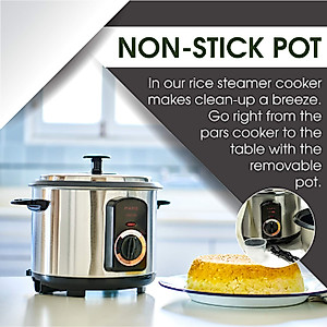 Pars Automatic Persian Rice Cooker - Tahdig Rice Maker Perfect Rice Crust, 10 Cup