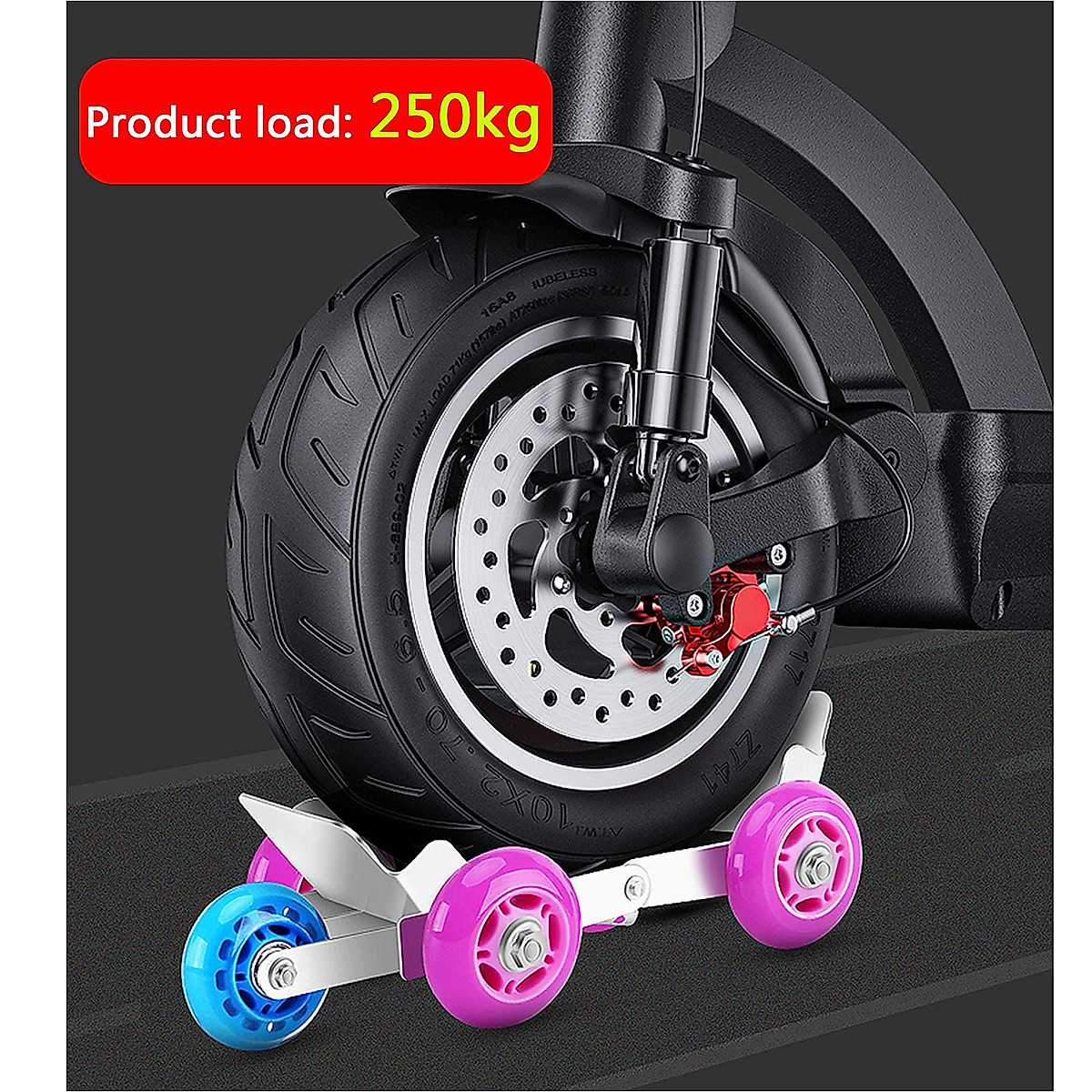 FREEDOH 250kg Foldable Trailer Booster Front and Rear Wheels Can Be Universal Self-Rescue Trailer Flat Tire Trailer for Moped Scooters Electric Vehicle Electric Mobility Scooter
