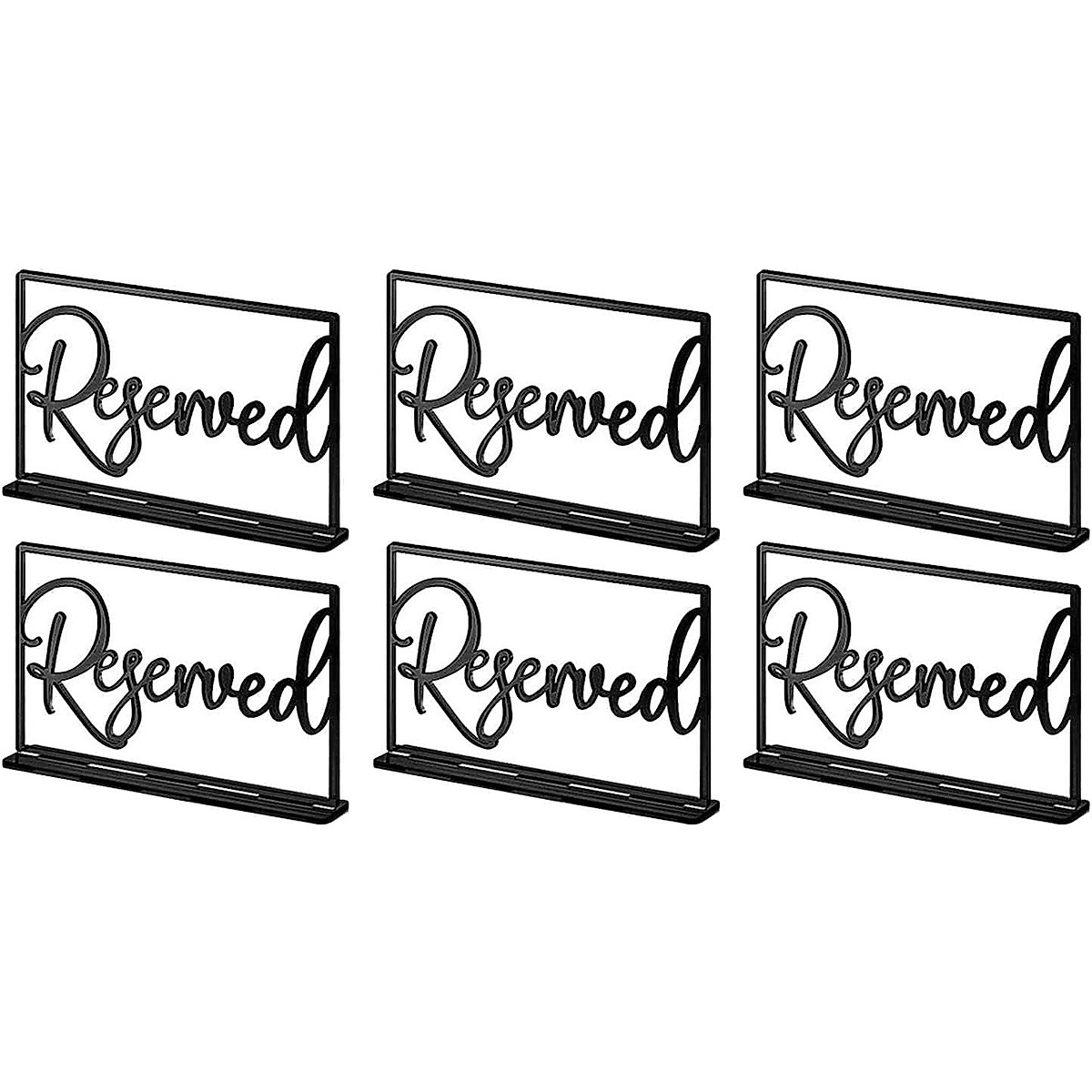 AMHIL Saturey 6 Pieces Acrylic Reserved Table Signs Black Reservation for Wedding Party Celebrations