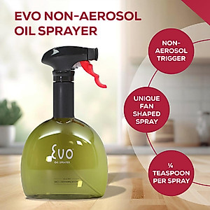 Evo Mini Oil Sprayers, Non-Aerosol for Olive Oil, Cooking Oils, and Vinegars, Green, 8-Ounce Capacity, Set of 2