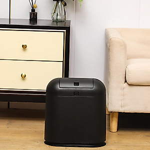 10 Liter Plastic Trash Can with Press Top Lid for Bathroom,Black 2.6 Gallon Dog Proof Garbage Can,Narrow Toilet Waste Basket and Covered Wastebasket for Room Bedroom Kitchen,Office and Dorm,Pack of 1