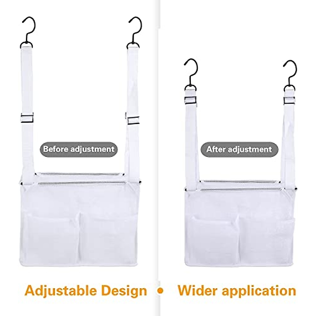 GGMOVE Hanging Mesh Shower Caddy College with Hooks, Bath Baskets Organizer Storage with 4 Pockets for College Dorm Rooms, Gym, Swimming and Travel (White)