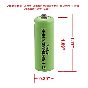 Kastar 2-Pack 2/3AAA 1.2V Ni-MH Button Top Battery Replacement for Alpine SLA390 Lawn Lights, Alpine 2/3AAA NI-CD 1.2V 120mAh Battery, Alpine Corporation Solar Battery, Outdoor Solar Garden Art Light