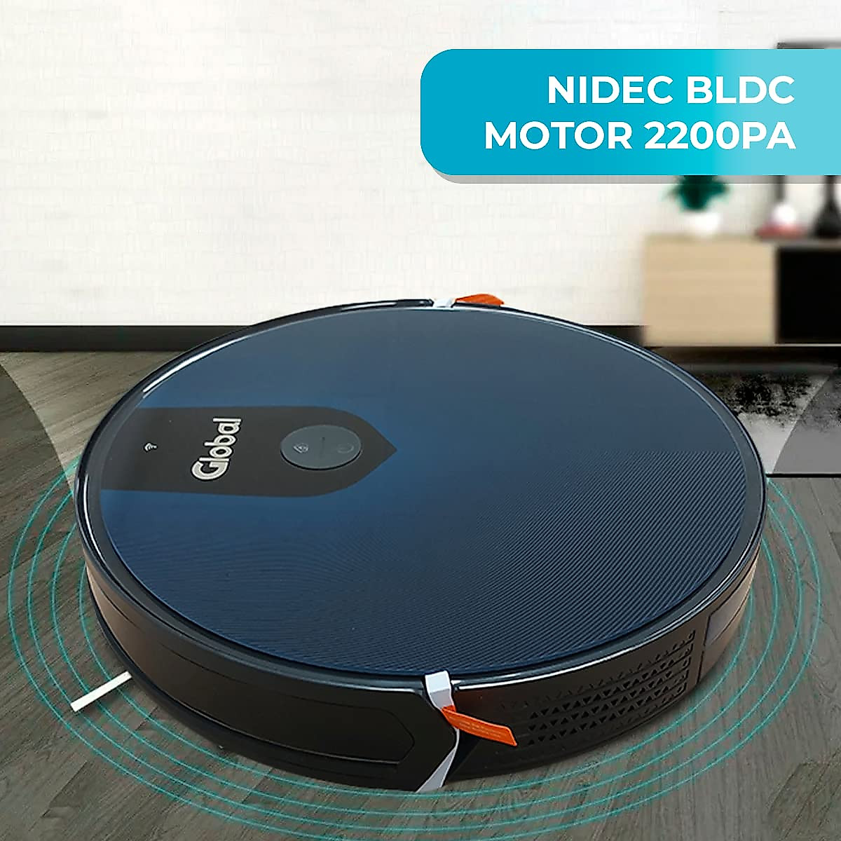 GLOBAL ELECTRONICS Robot Vacuum Cleaner, Wi-Fi, Personalized Cleaning Recommendations, Compatible with Alexa, Good for Pet Hair, Self-Charging, Robotic Vacuum Cleaner for Hardfloor and Carpet Cleaner