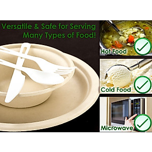Durable Biodegradable Leak-Proof Disposable Bowls 50 Pk. Sturdy Plant-Based Gluten-Free Compostable Wheatstraw Fiber Container, Eco-Friendly Microwavable and Safe for Hot Cold or Pet Foods.
