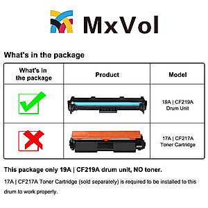 MxVol Compatible Drum Unit Replacement for HP 19A CF219A Imaging Drum, Yields Up to 12,000 Pages use for HP Laserjet Pro M102w M130fw M130nw M130fn M102 M130 Printer, Black 1-Pack
