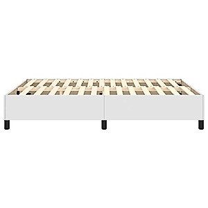 vidaXL Box Spring Bed Frame Home Indoor Bed Accessory Bedroom Upholstered Double Bed Base Furniture White 59.8"x79.9" Queen Faux Leather