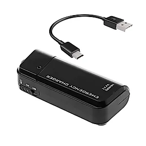Success4Sport Portable AA Battery Travel Charger Works for Intel Nuc and Emergency Re-Charger with LED Light! (Takes 2 AA Batteries,USB-C) [Black]