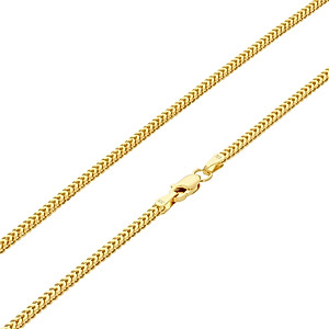 Nuragold 10k Yellow Gold 2mm Franco Chain Box Square Wheat Pendant Necklace, Mens Womens Jewelry 16" 18" 20" 22" 24" 26" 28" 30"