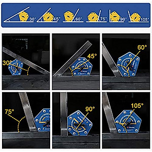 Multi-Angle Welding Magnets Holder Tool - Neodymium Magnetic Welding square, 55LBS Strong Hand Tools With Switch, Hexagon Multi-Angle Magnets: 30°, 45°, 60°, 75°, 90°, 105°, 120°, 135°, 150°(Small)