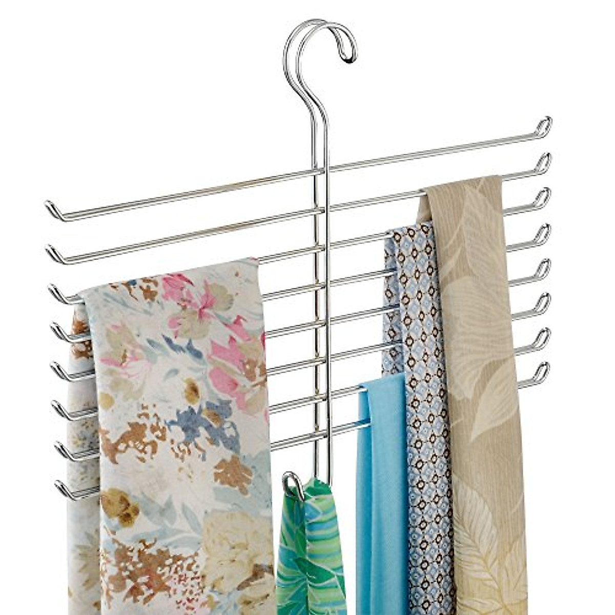 iDesign Steel 8-Rod Spine Hanging Closet Organizer, The Classico Collection - 12.6" x 16" x .75", Chrome
