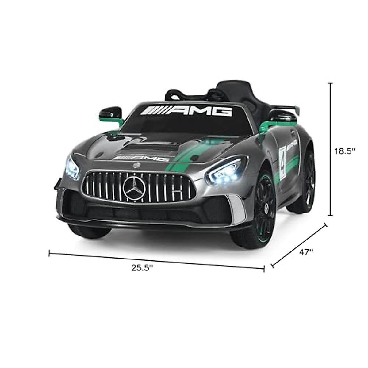 Costzon Ride On Car, 12V Licensed Mercedes Benz AMG Electric Vehicle w/Remote Control, Opening Doors, Head/Rear Lights, Swing Function, MP3 USB TF Input, Horn, High/Low Speed for Kids (Silver)