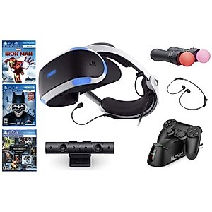 Newest Playtation VR Marvel's Iron Man VR Bundle: VR Headset, Camera, 2 Move Motion Controllers, Marvel's Iron Man VR Game + Batman + Hubxcel Controller Fast Charging Dock