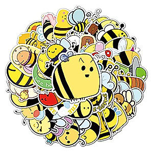 51 PCS Cute Bee Water Bottle Stickers for Kids Teens,Small Honeybee Vinyl Waterproof Stickers Decals for Laptop Bumper Skateboard Helmet,Cartoon Kawaii Bees Animal Stickers