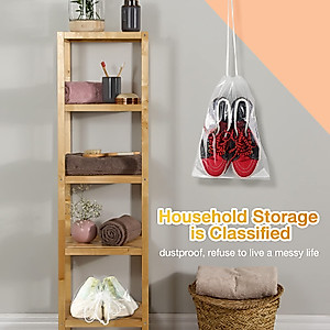 100 Packs Shoes Bags for Travel 10 x 14 Inch Large Transparent Shoe Bags Clear Drawstring Bags Plastic Waterproof Shoe Packing Bags Storage Organizer Pouch with Rope for Men Women Travel Accessories