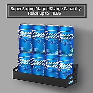 ZACELOVE 4 Pack Magnetic Spice Rack for Refrigerator,Magnetic Refrigerator Organizer, Strong Magnetic Fridge Shelf, Rustproof Side Fridge Storage Rack for Kitchen,Metal Black