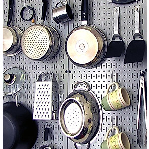 Wall Control Pegboard 32in x 16in Gray Metal Pegboard Tool Board Panel