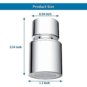 Faucet Aerator, Swivel Faucet Aerator,360°Twist Kitchen Sink Aerator, Sink Sprayer Attachment, Faucet Replacement Part 55/64'' Female Thread, Chrome