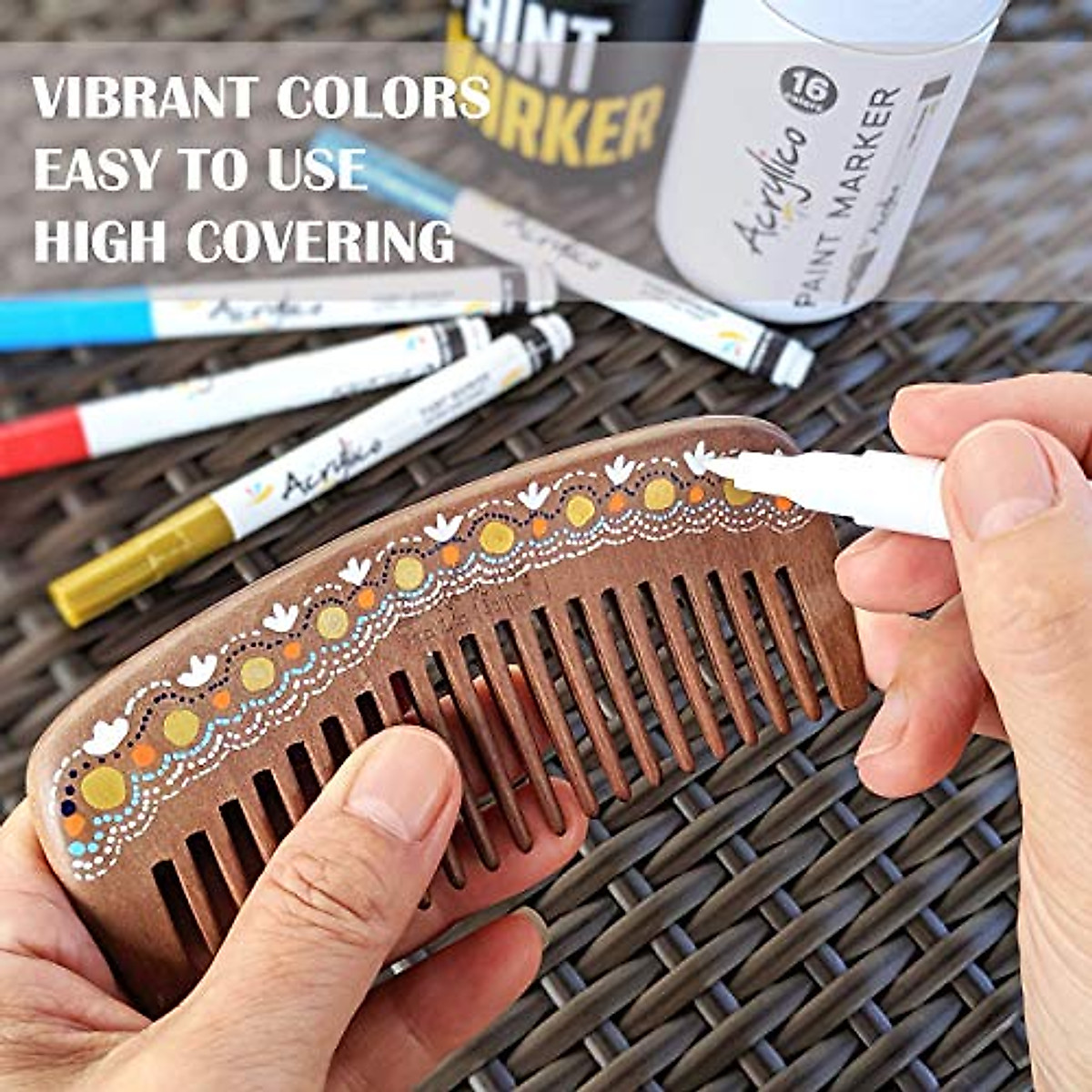 Paint Pens for Rock Painting, Stone, Ceramic, Glass, Wood, Canvas-Set of 16 Extra Fine Tip Acrylic Paint Markers Art Supplies, Adults & Kids Arts Craft Kit for Scrapbooking & Drawing