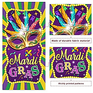 Mardi Gras Masquerade Masks Purple Green Gold Decorations Favors Banner Background Backdrop Crown Theme Decor for Carnival Mardi Gras Party New Orleans Party King Cake Party Birthday Party Supplies