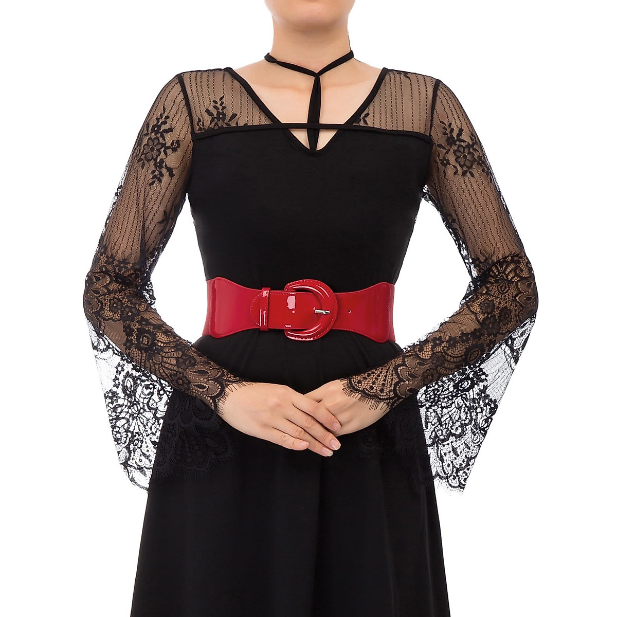 GRACE KARIN Plus Size Elastic Designer Belts Buckled Waistband for Party Skirts (2XL,Red)