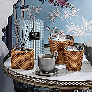 NEST Fragrances Driftwood & Chamomile Scented 3-Wick, Long-Lasting Candle for Home with Rattan Sleeve, 21 Oz
