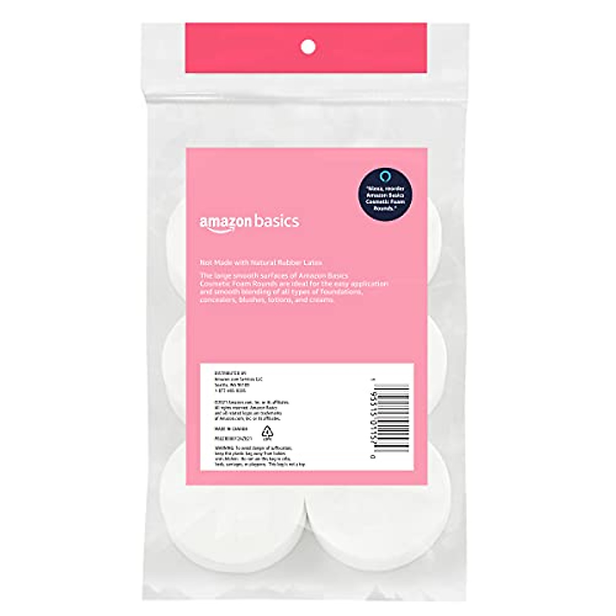 Amazon Basics Cosmetic Foam Rounds 12ct, Pack of 6 (Previously Solimo)