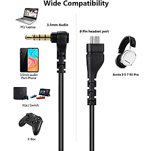 UWOXX Replacement for Arctis Headset Cord, Replacement Audio Cable Cord, Compatible for SteelSeries Arctis 3 Arctis 5 Arctis 7 Arctis Pro Wireless Gaming Headphones 4.9FT