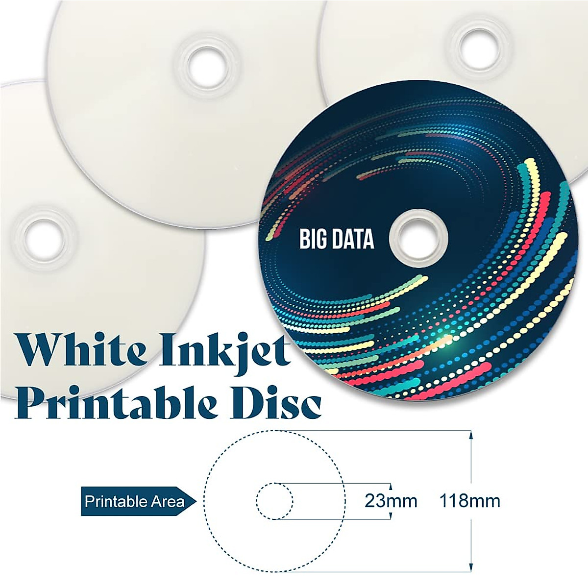 PioData DVD-R 4.7GB 16X Moisture-Resistant White Inkjet Hub Printable Discs | 100-Pack Cake Box Spindle | Printable DVD-R for Inkjet Printers