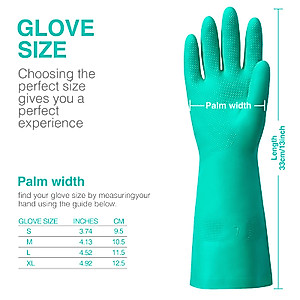 ThxToms Chemical Resistant Nitrile Gloves, Resist Household Acid, Alkali, Solvent and Oil, Latex Rubber Free, 1 Pair Small