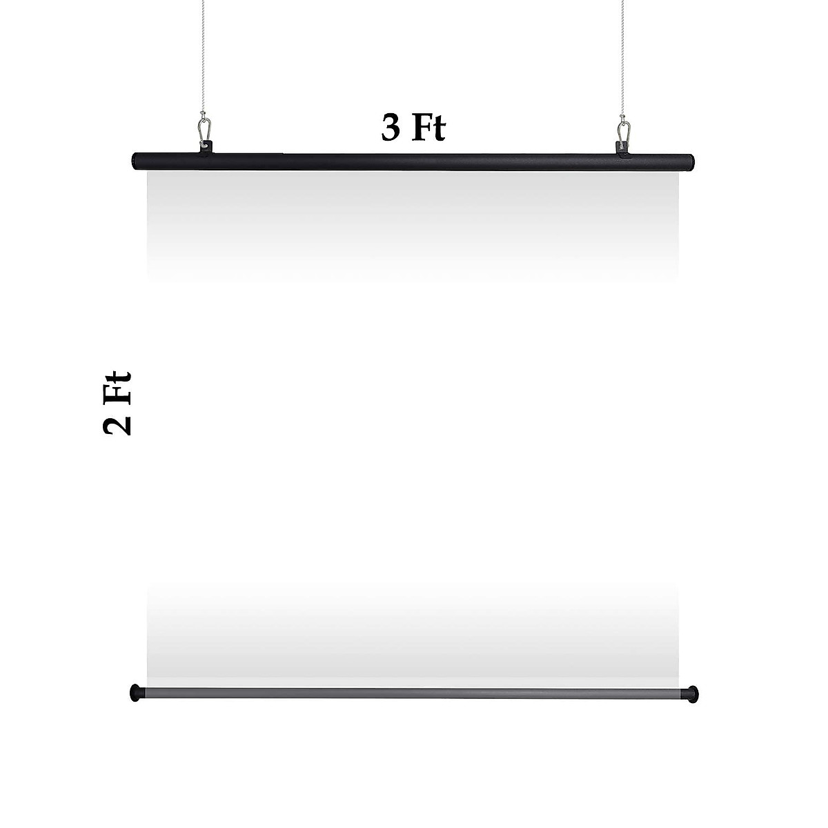 BANNER BUZZ MAKE IT VISIBLE BannerBuzz Hanging Clamp Bar Sneeze Guard with Clear Tarp Film Protective Shield for Office, Cafes, Retail Stores, Cashier, Receptionist (3' x 2')