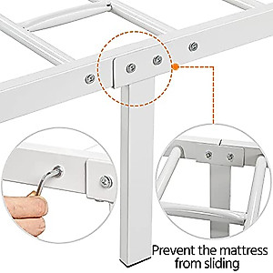 Topeakmart White Sturdy Metal Platform Bed Frame Mattress Foundation Iron-Art with Classic Victorian Style Headboard and Footboard Under Bed Storage No Box Spring Needed Twin Size