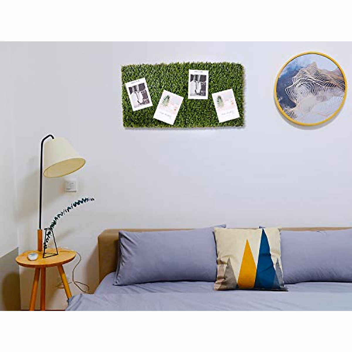 GOLDEN MOON Artificial Grass Turf Patch Tiles, 4 Pcs 12 x 12 Synthetic Grass Square Mats DIY Grass Decoration