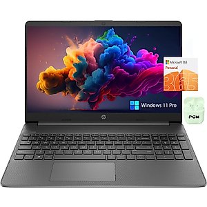 HP Laptop, 15.6 Inch HD Screen, Intel Pentium Silver N5030, 16GB RAM, 1TB SSD, Office 365, Windows 11 Pro, Long Battery Life, Type-C, RJ-45, HDMI, Numeric Keypad, Black, PCM