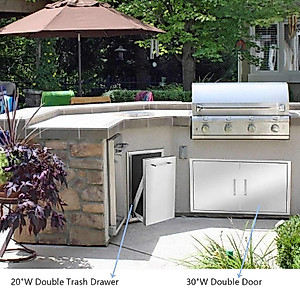 PUNCTN Outdoor Kitchen Drawers 14Wx27Hx20D Inch, Outdoor Kitchen Trash Drawer Storage, Pull-Out Tray Stainless Steel Trash Drawer with Handle for Outdoor Kitchen BBQ Island